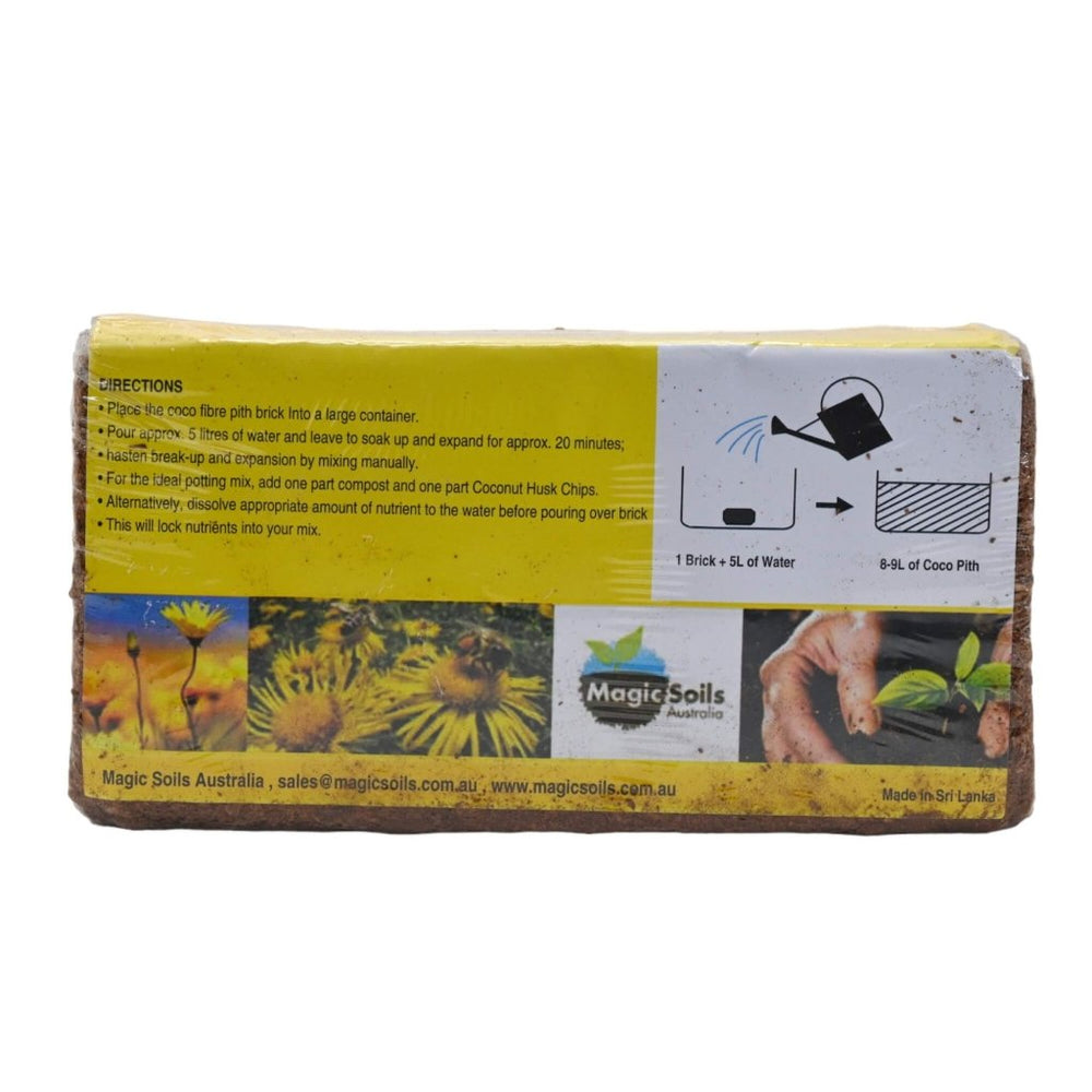 Buy Magic Soils - Coco Pith Block 650gm 8-9 L Online | Happy Valley Seeds